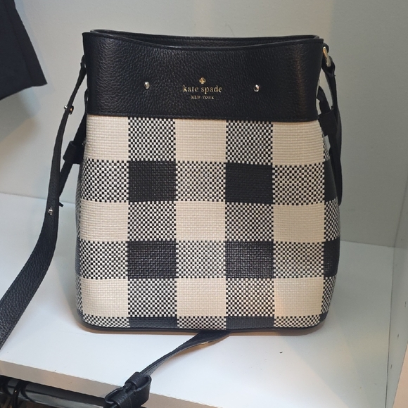 kate spade | Bags | Kate Spade Black And Cream Checkered Crossbody Bag ...